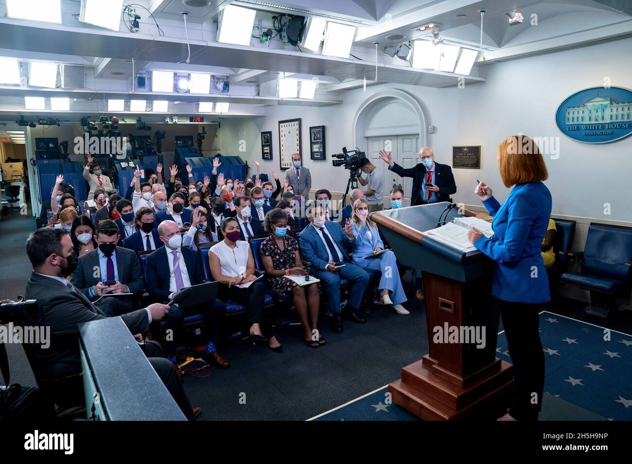 White House Press Secretary Jen Psaki speaks to reporters during a daily briefing on Monday, Aug ...