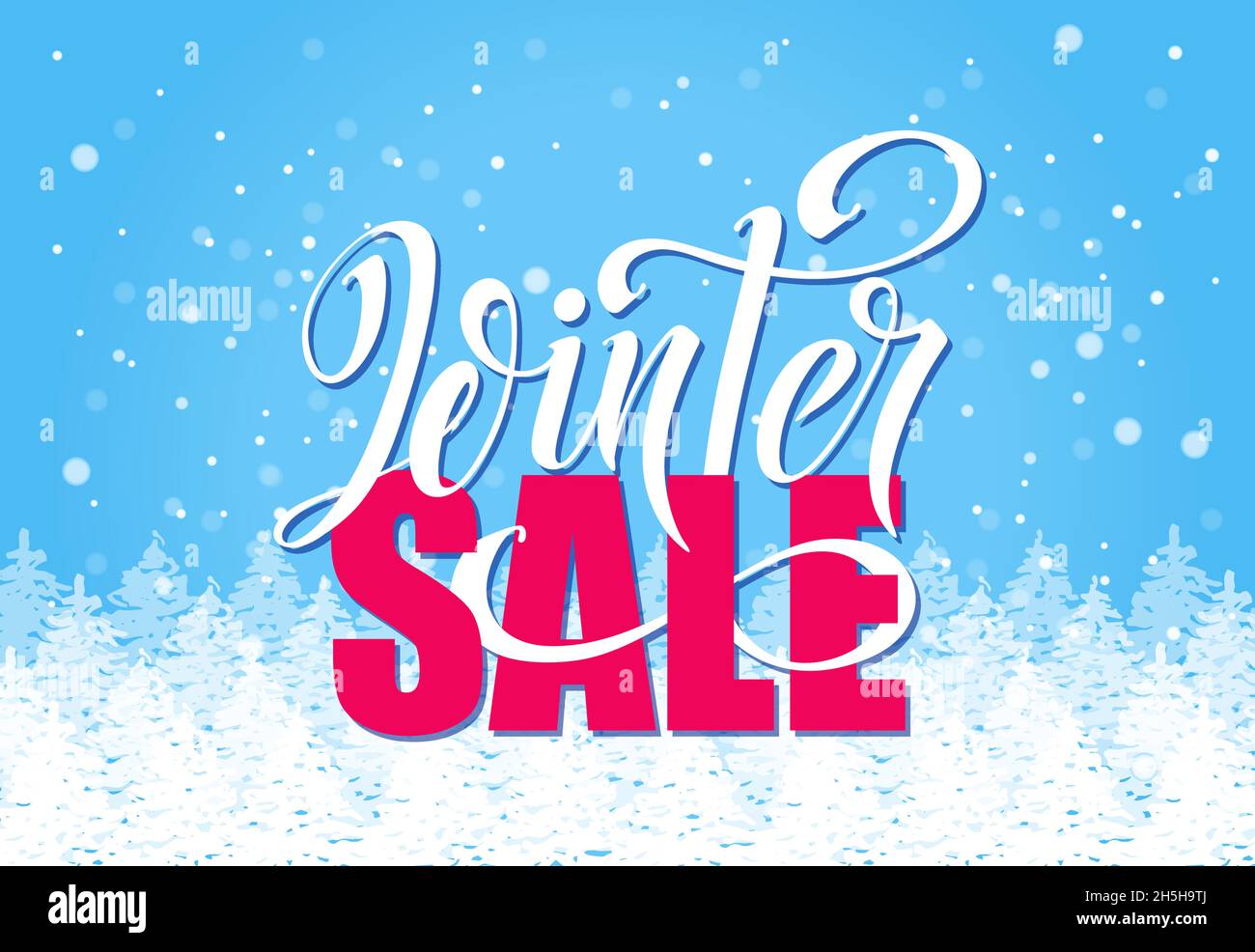Winter sale hand lettering calligraphy. Vector holiday illustration ...