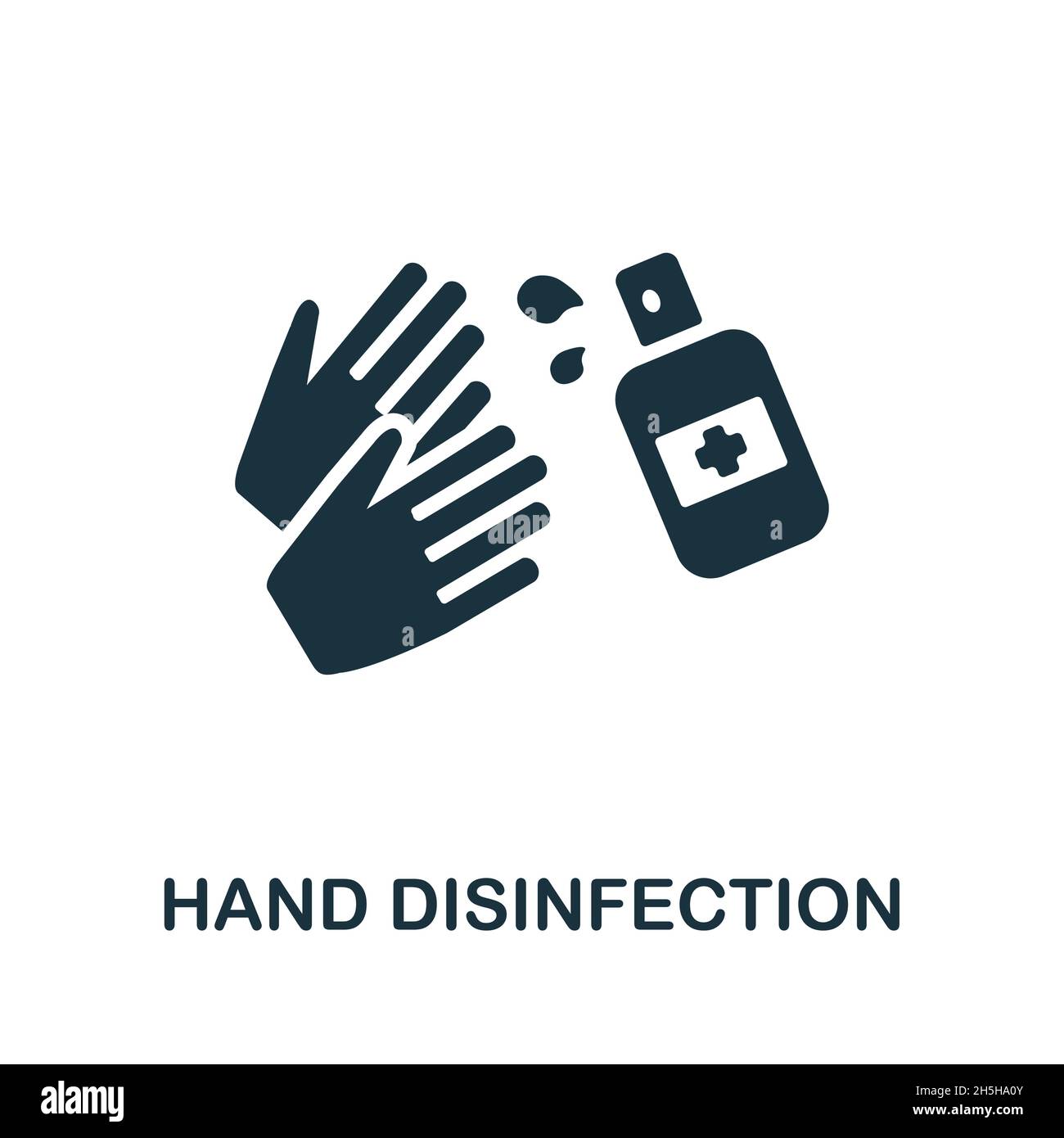 Hand Disinfection icon. Monochrome sign from cleaning collection ...