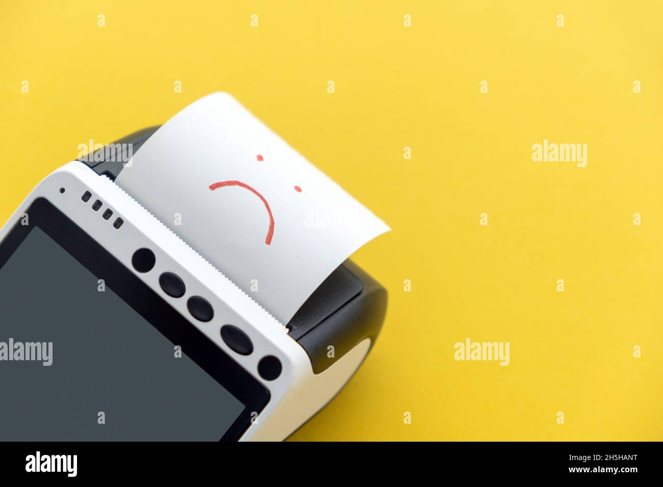 Online payment issue or error. Closeup of payment POS terminal with ...