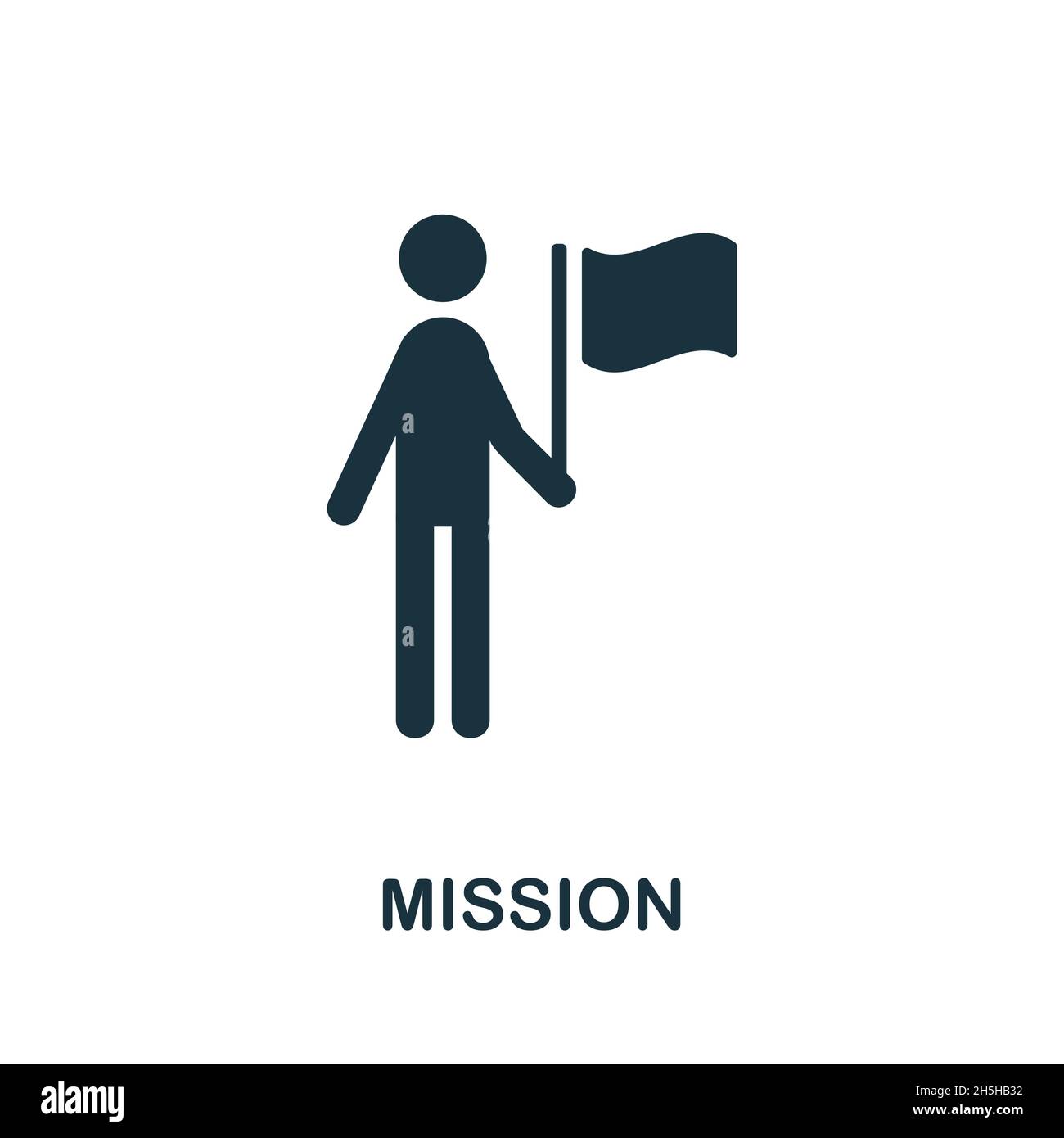 Mission icon. Creative element from core value collection. Monochrome ...