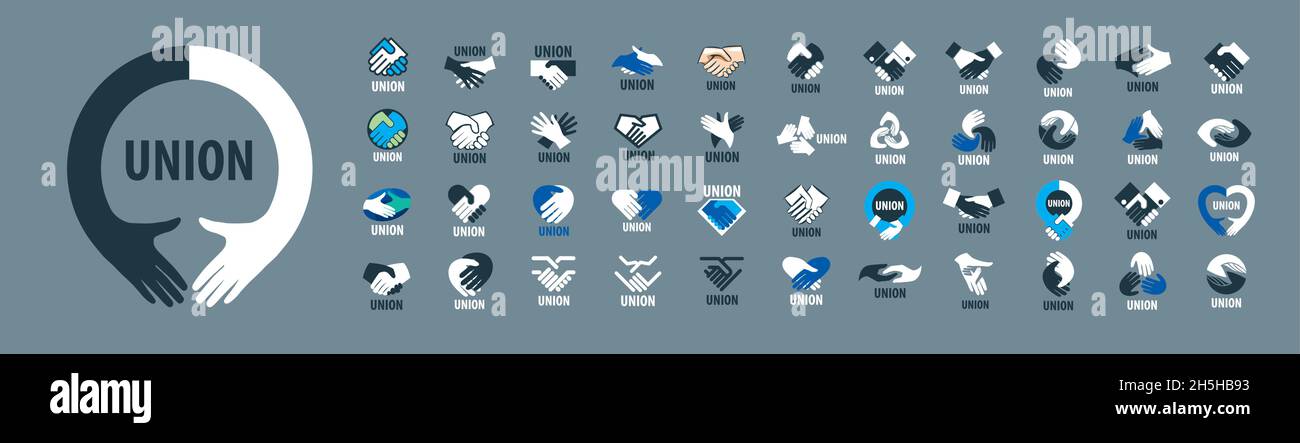 A set of vector Handshake logos on a gray background Stock Vector Image ...