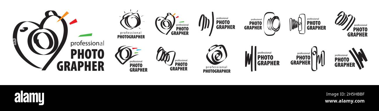 A set of vector logos for the photographer on a white background Stock ...