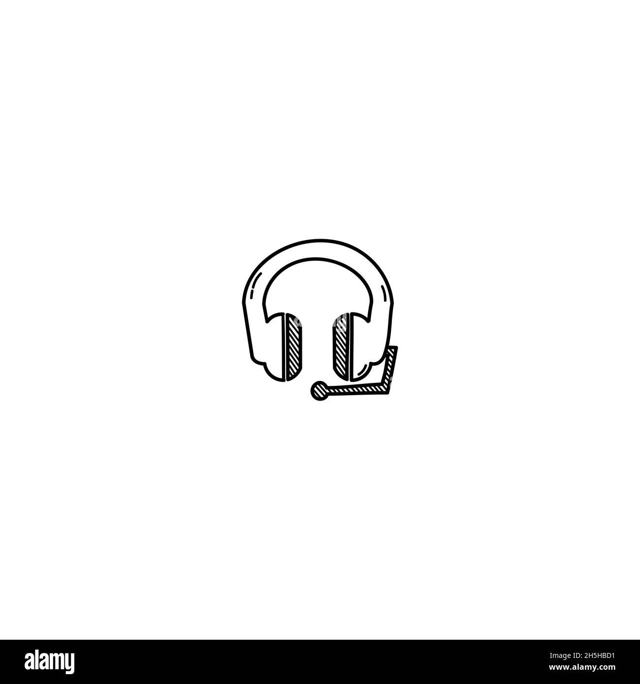 Hand Drawn earphone, headphones doodle illustration icon. Outline hand ...