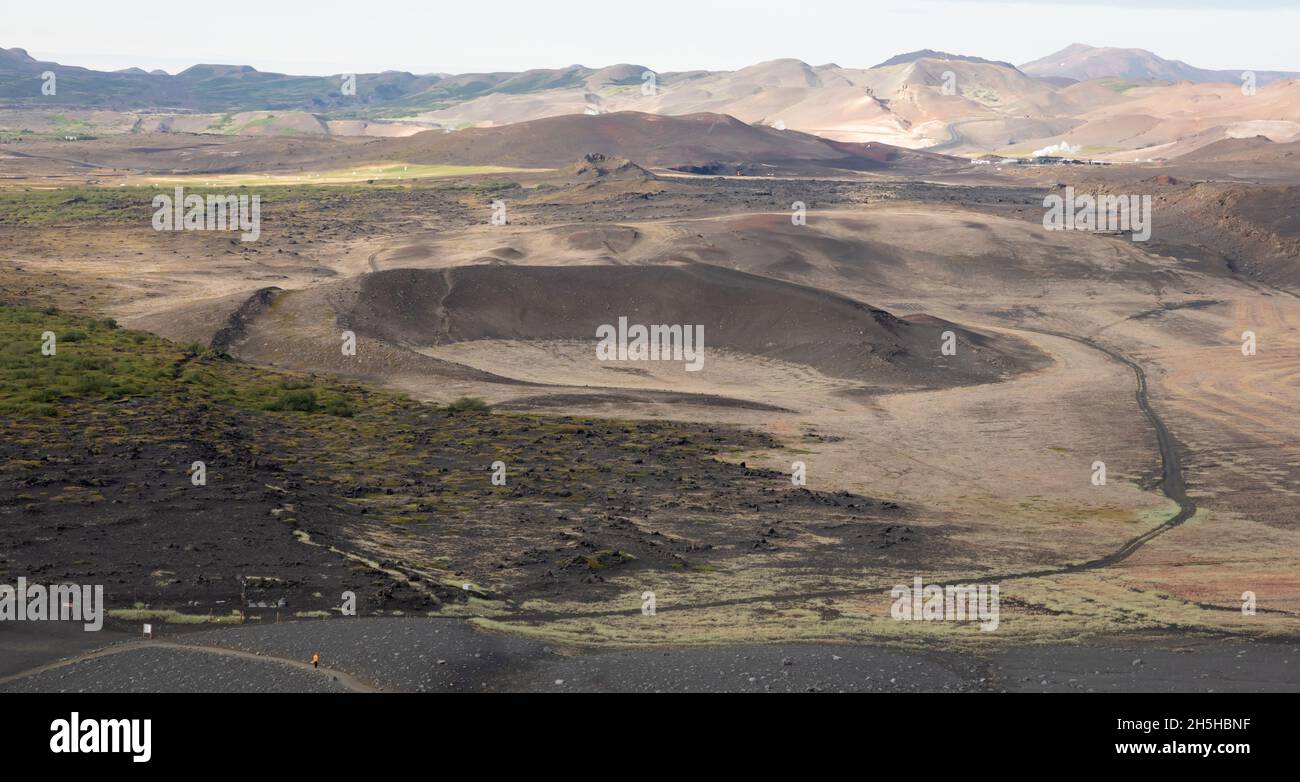 Small crater next to the huge Hverfjall crater in Iceland Stock Photo ...