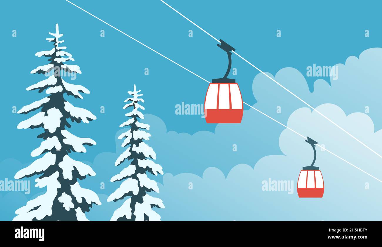 Cableway snow Stock Vector Images - Alamy