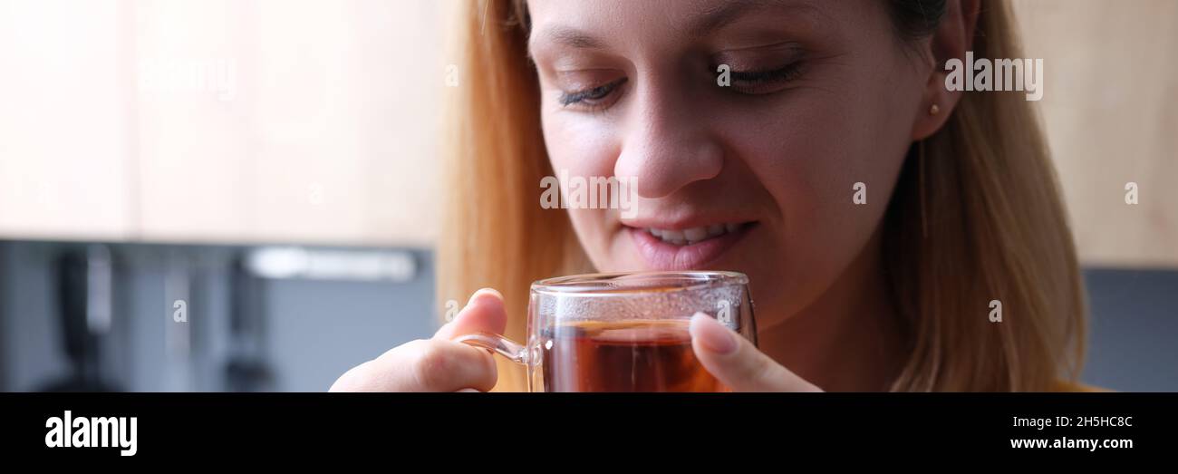 Woman drinks tea hi-res stock photography and images - Alamy