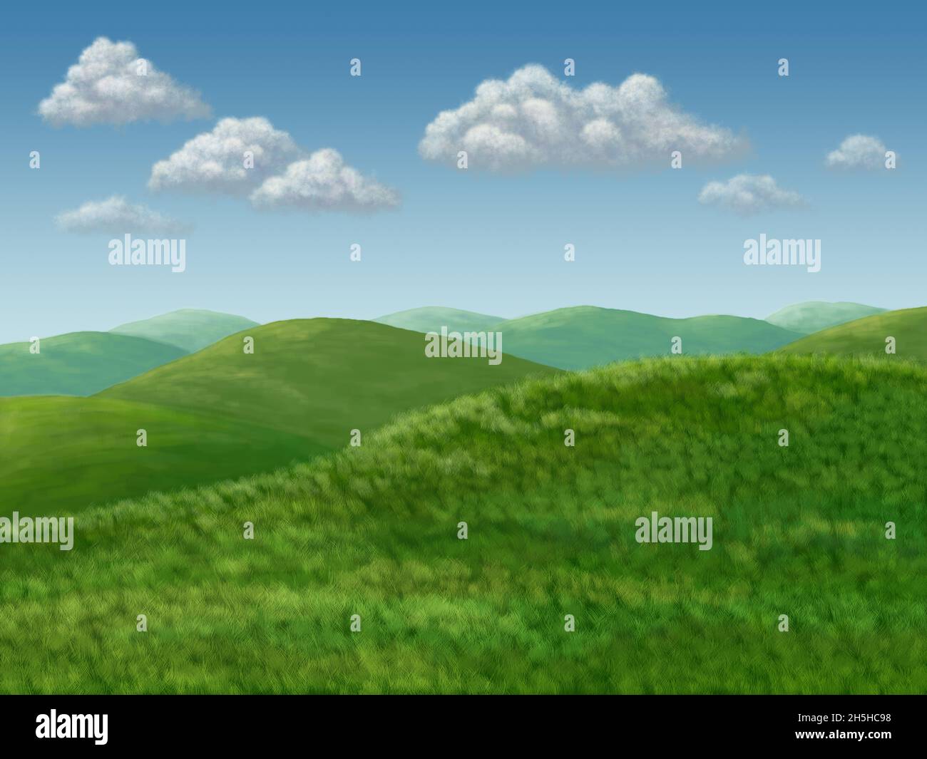Hills graphic color landscape sketch illustration Stock Photo - Alamy