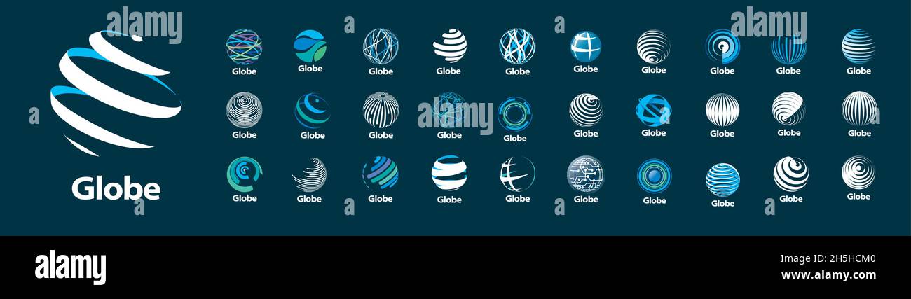 A set of vector logos of the Globe on a gray background Stock Vector ...