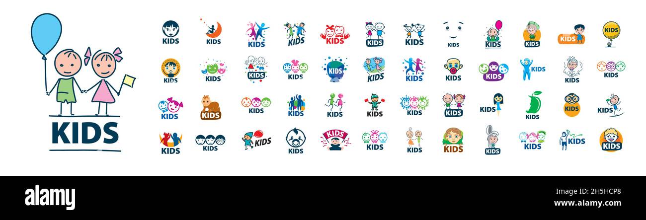 Set of vector logos Kids on a white background Stock Vector Image & Art ...