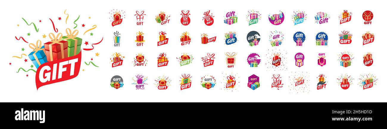 A set of vector logos Gift on a white background Stock Vector Image ...