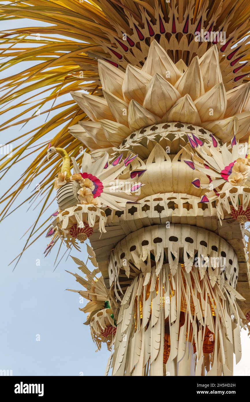 Details of penjor - thatched bamboo poles for Galungan celebration ...