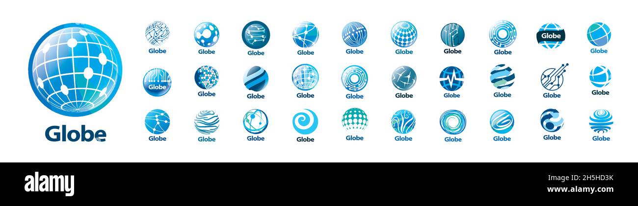 A set of vector logos of the Globe on a white background Stock Vector ...