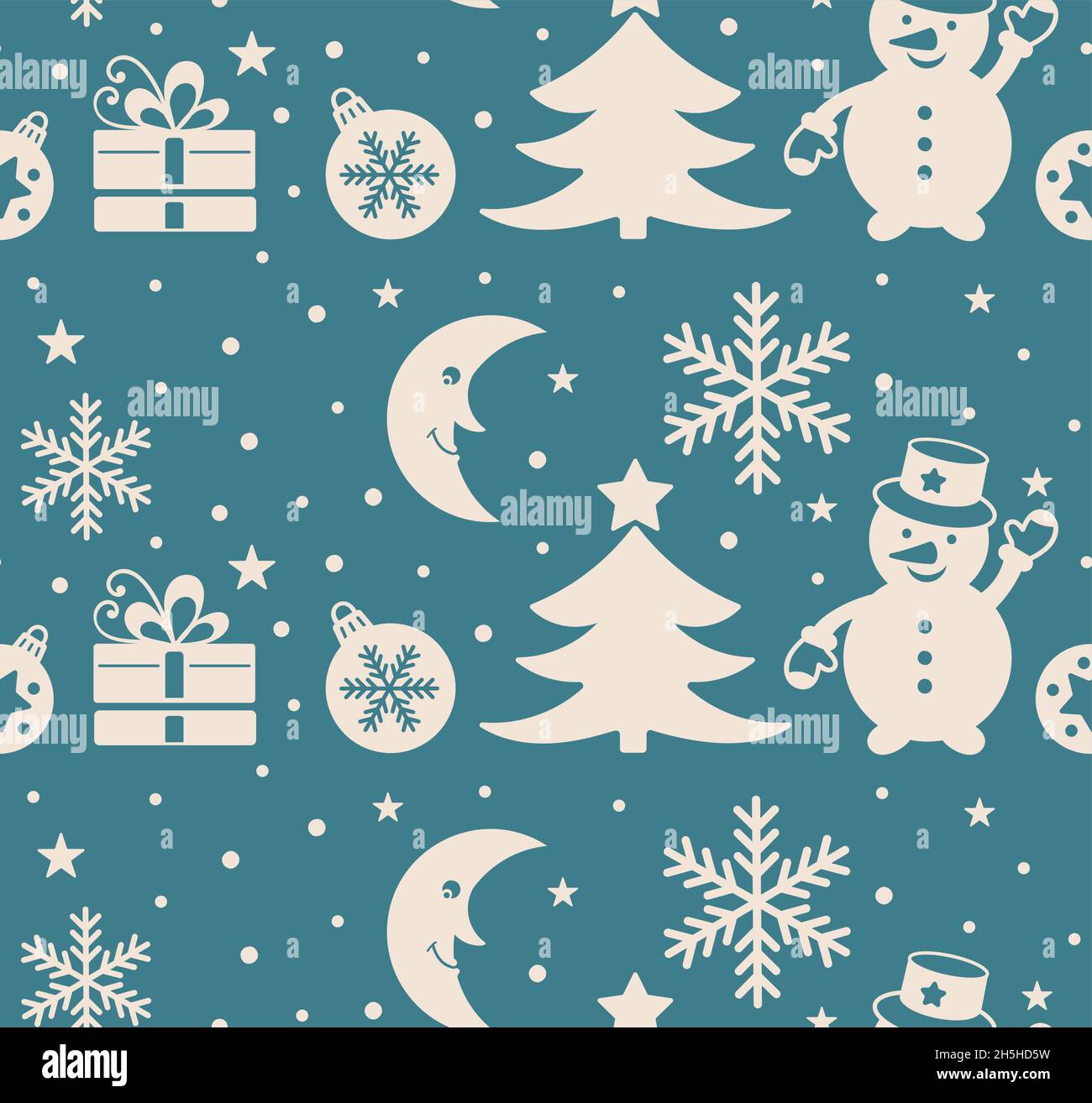 Christmas winter pattern. Snowman and gifts vector illustration Stock ...