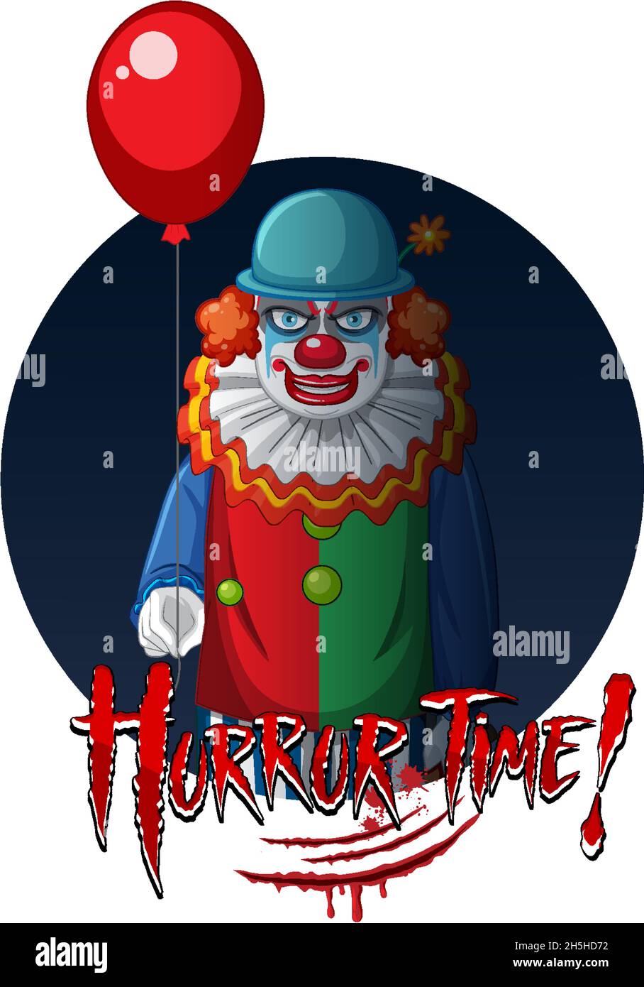 Horror Time badge with two creepy clowns illustration Stock Vector ...