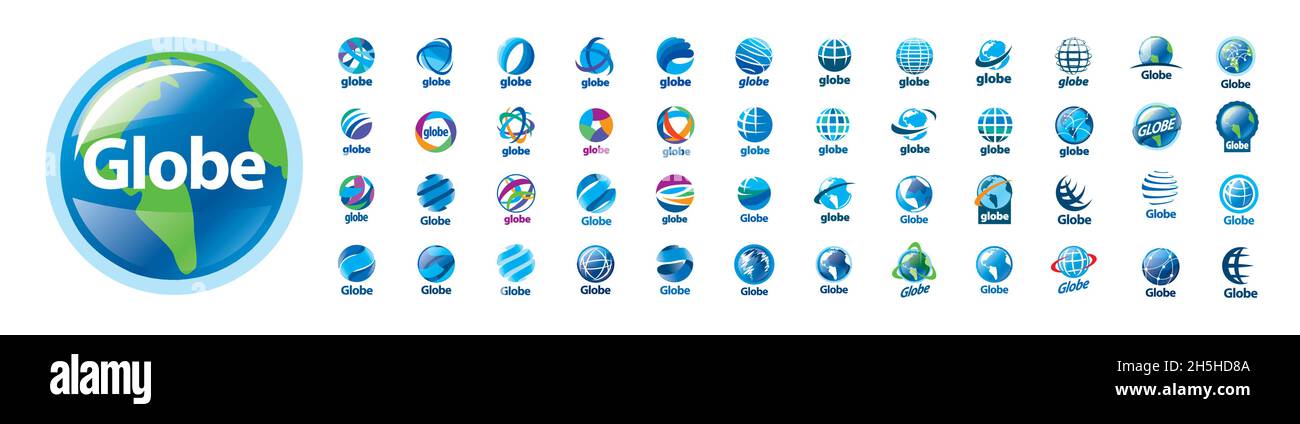 A set of vector logos of the Globe on a white background Stock Vector ...