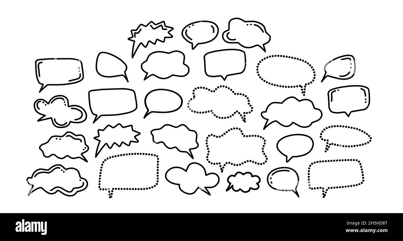 hand drawn speech bubble collection, chat balloon outline Stock Vector ...