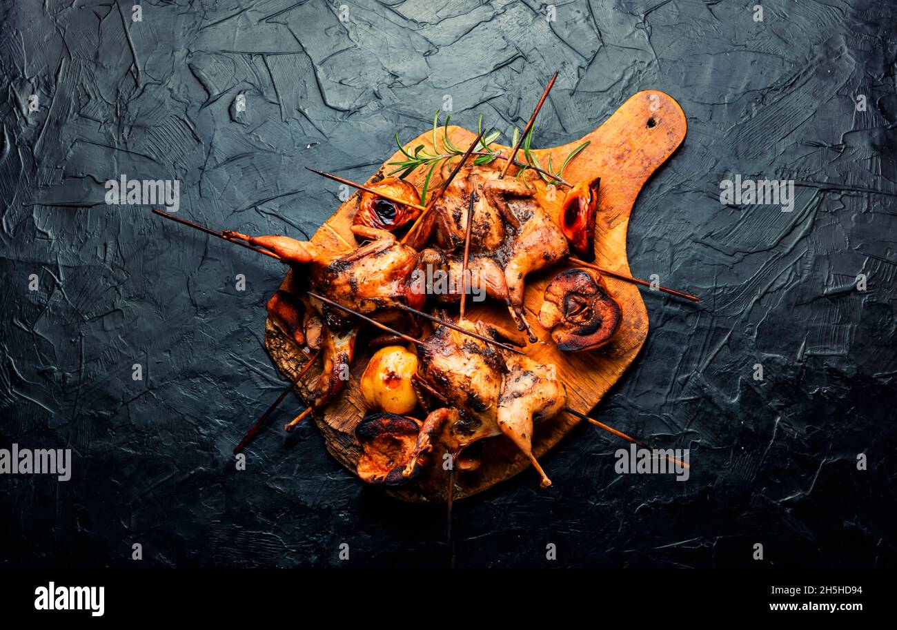 Shish kebab meat quail hi-res stock photography and images - Alamy