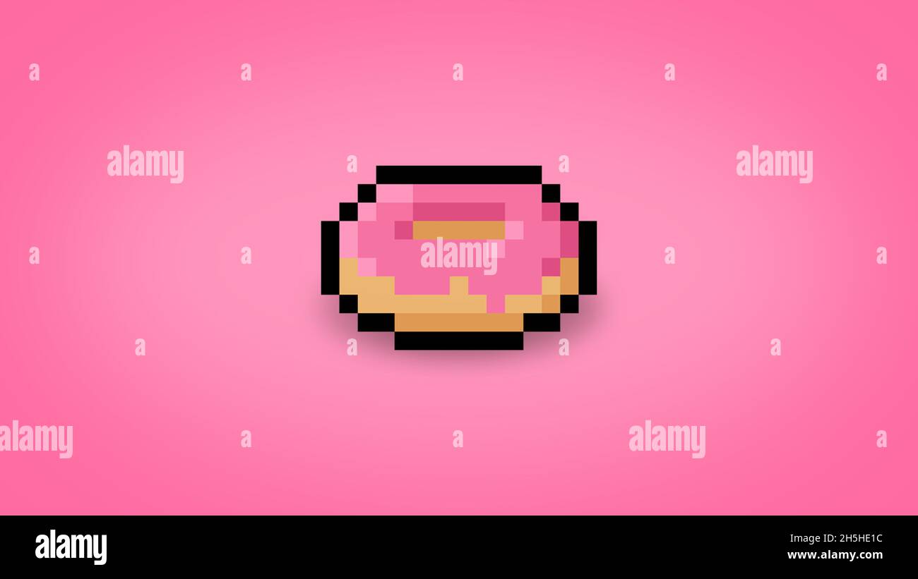 Pink pixel donut wallpaper - high res background Stock Photo - Alamy