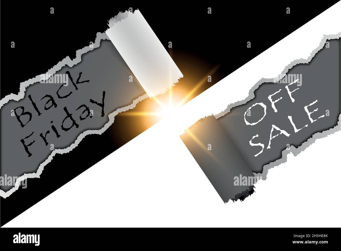 Black Friday sign on white and black teared cardboard. Marketing ...