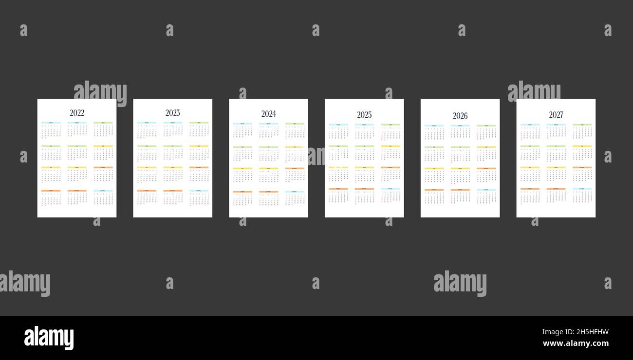 2022 2023 2024 2025 2026 2027 calendar template in classic strict style ...