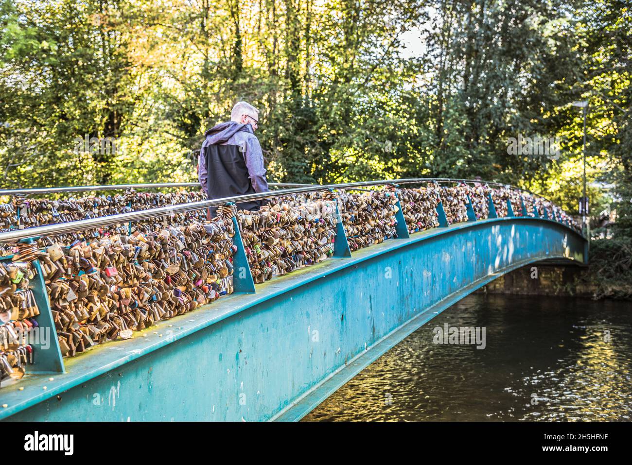 Love locks wye bridge bakewell hi-res stock photography and images - Alamy