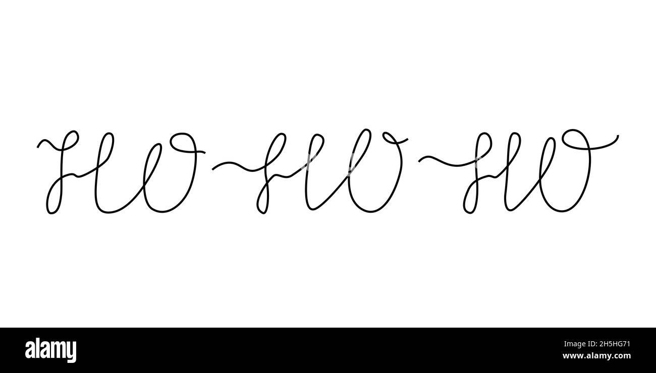 Ho Ho Ho - lettering Christmas and New Year holiday calligraphy phrase. Drawing one line, in ...