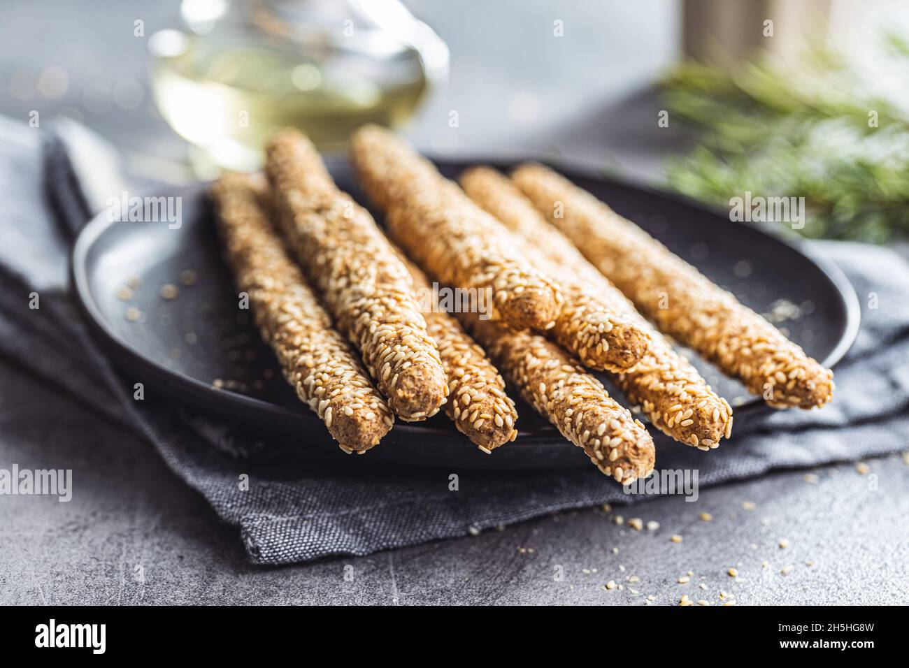 Bread sticks grissini sesame hi-res stock photography and images - Alamy