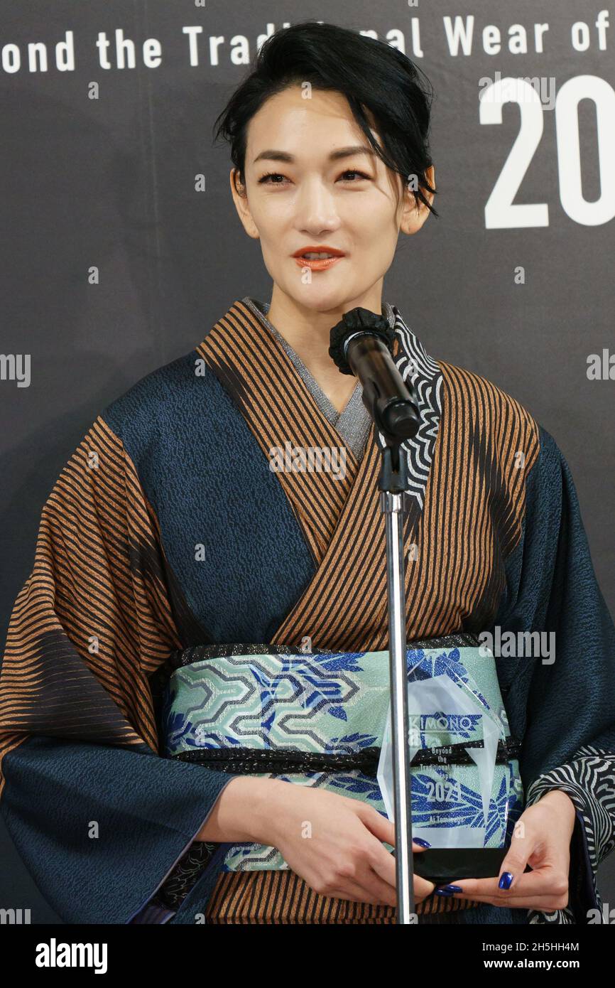 Model Ai Tominaga attends the KIMONOIST Award Ceremony 2021 at Happoen ...