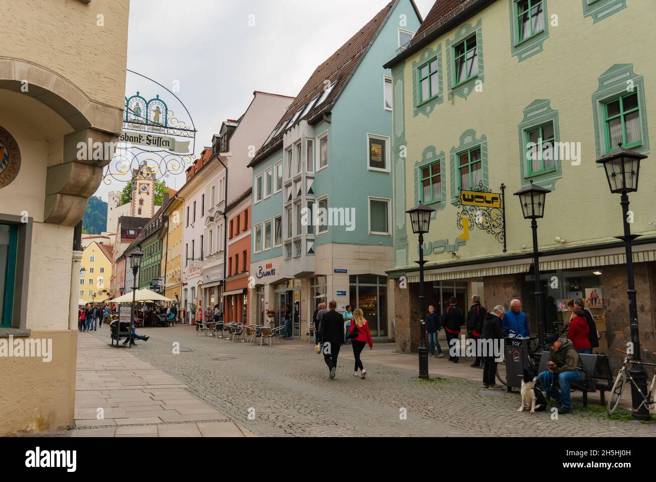 26 May 2019 Fussen, Germany - old streets of Fussen town near ...