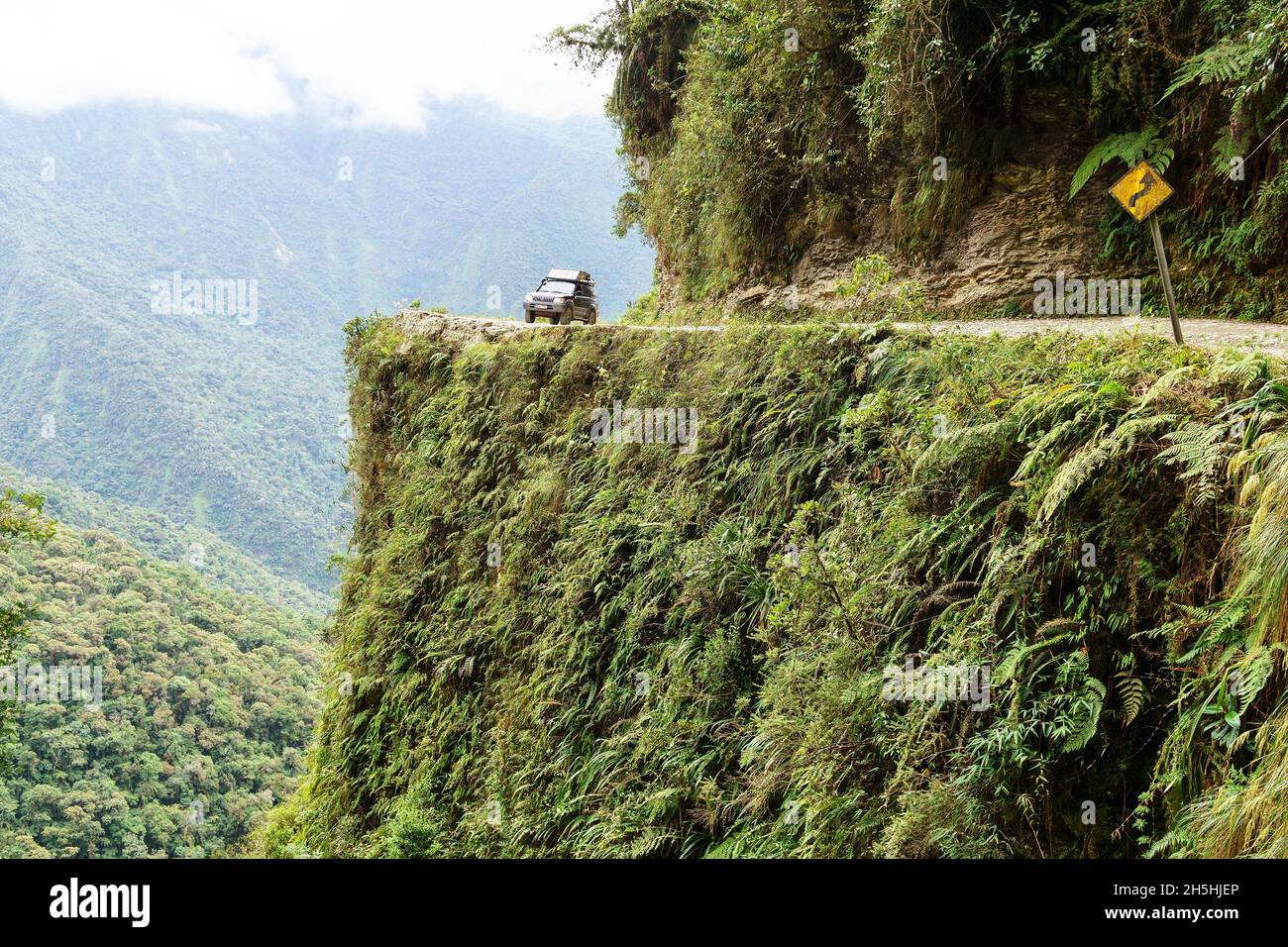 Off-road vehicle, Toyota Land Cruiser, on the road of death, Camino de ...