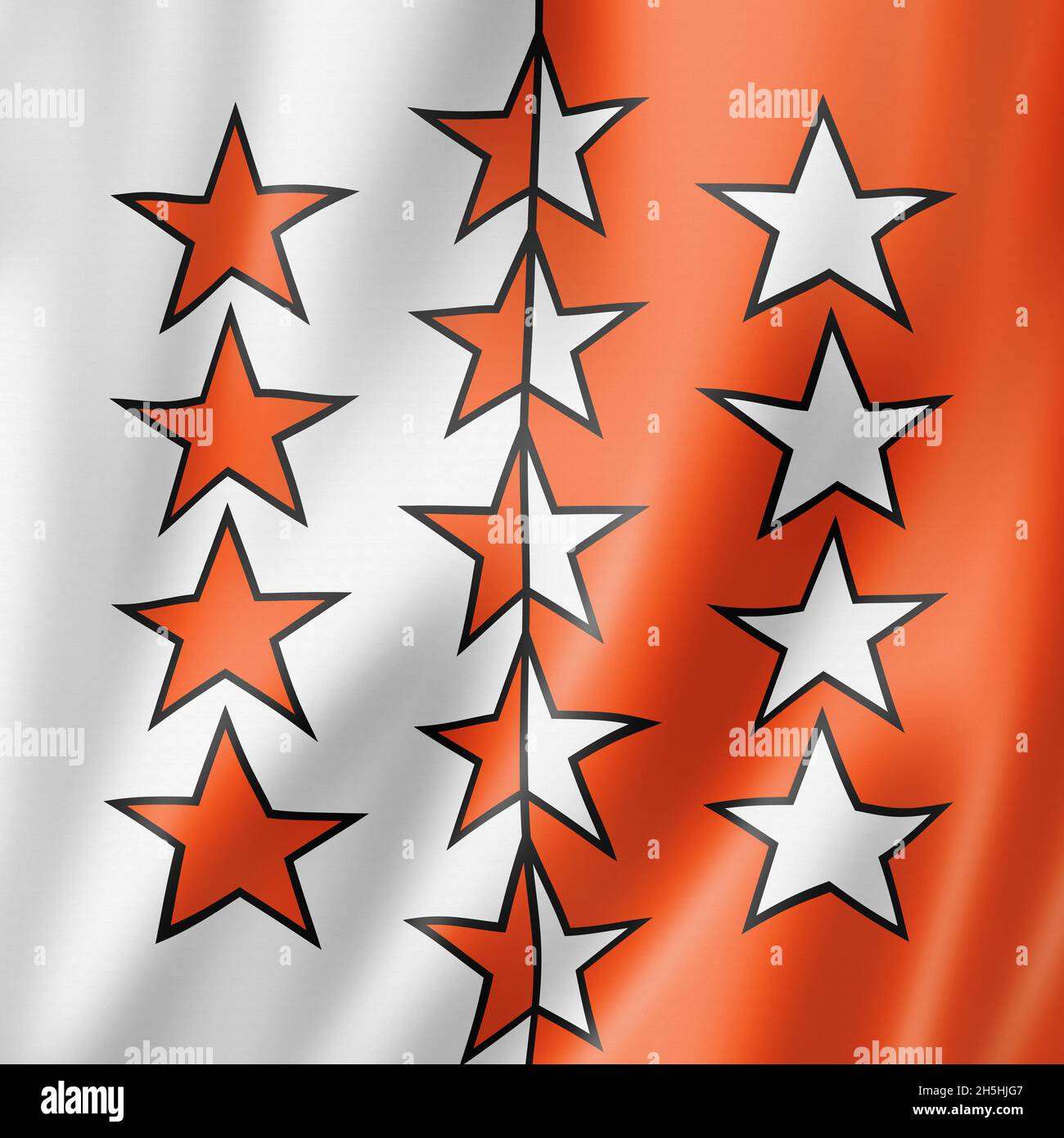 Valais canton - State - flag, Switzerland waving banner collection. 3D ...