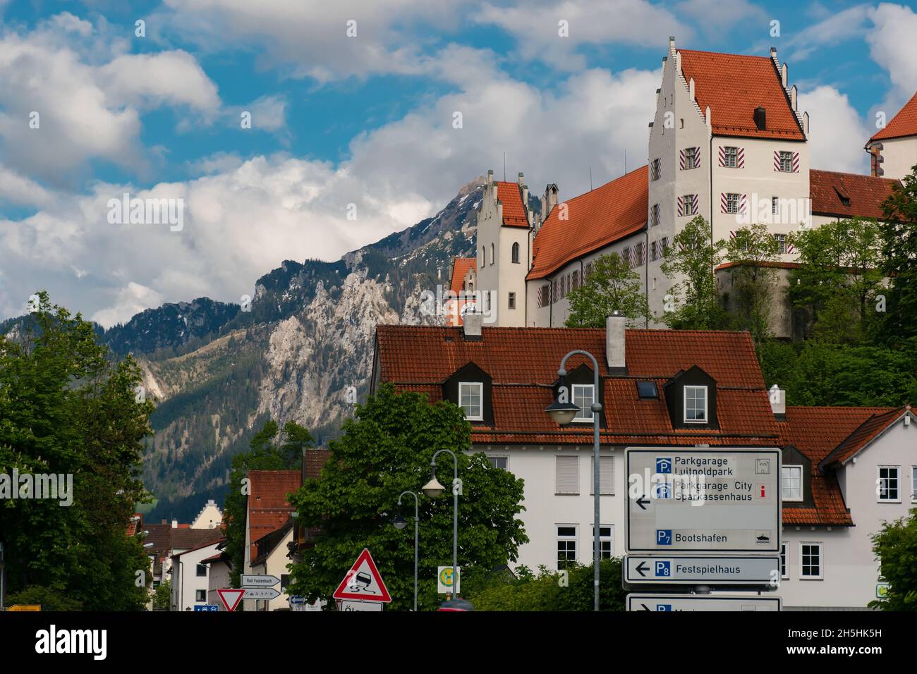 26 May 2019 Fussen, Germany - old streets of Fussen town near ...