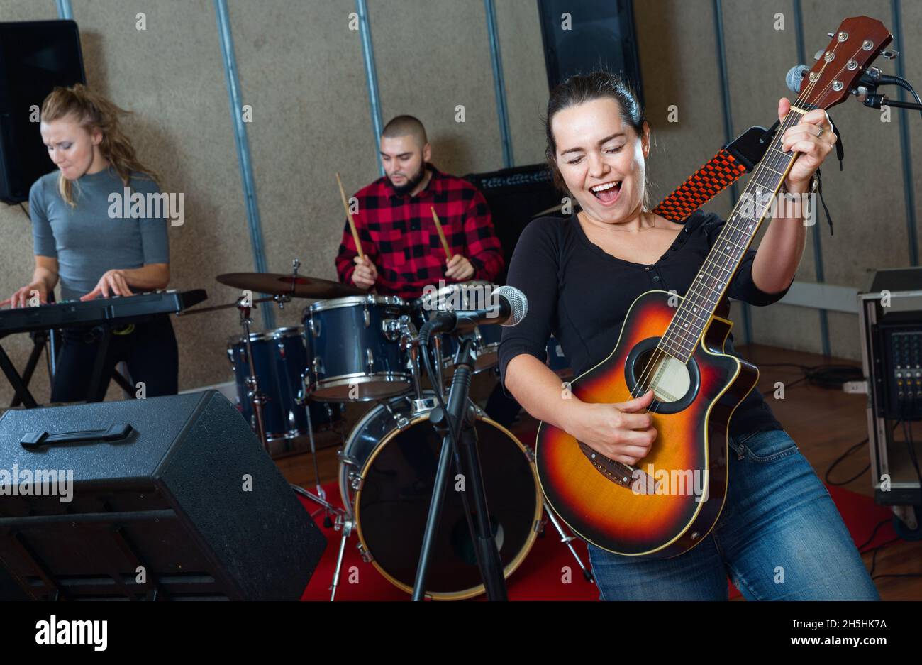 Female singer drummer performing studio hi-res stock photography and ...