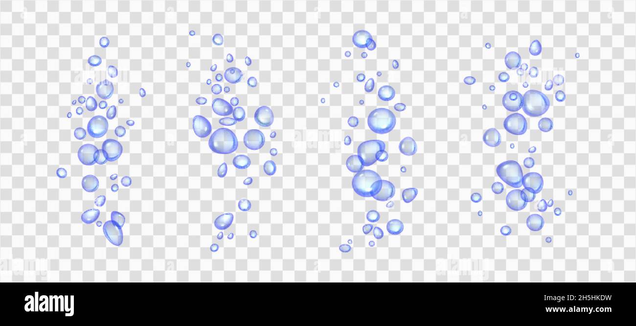 Effervescent water or oxygen fizz, blue air bubbles realistic 3d vector ...