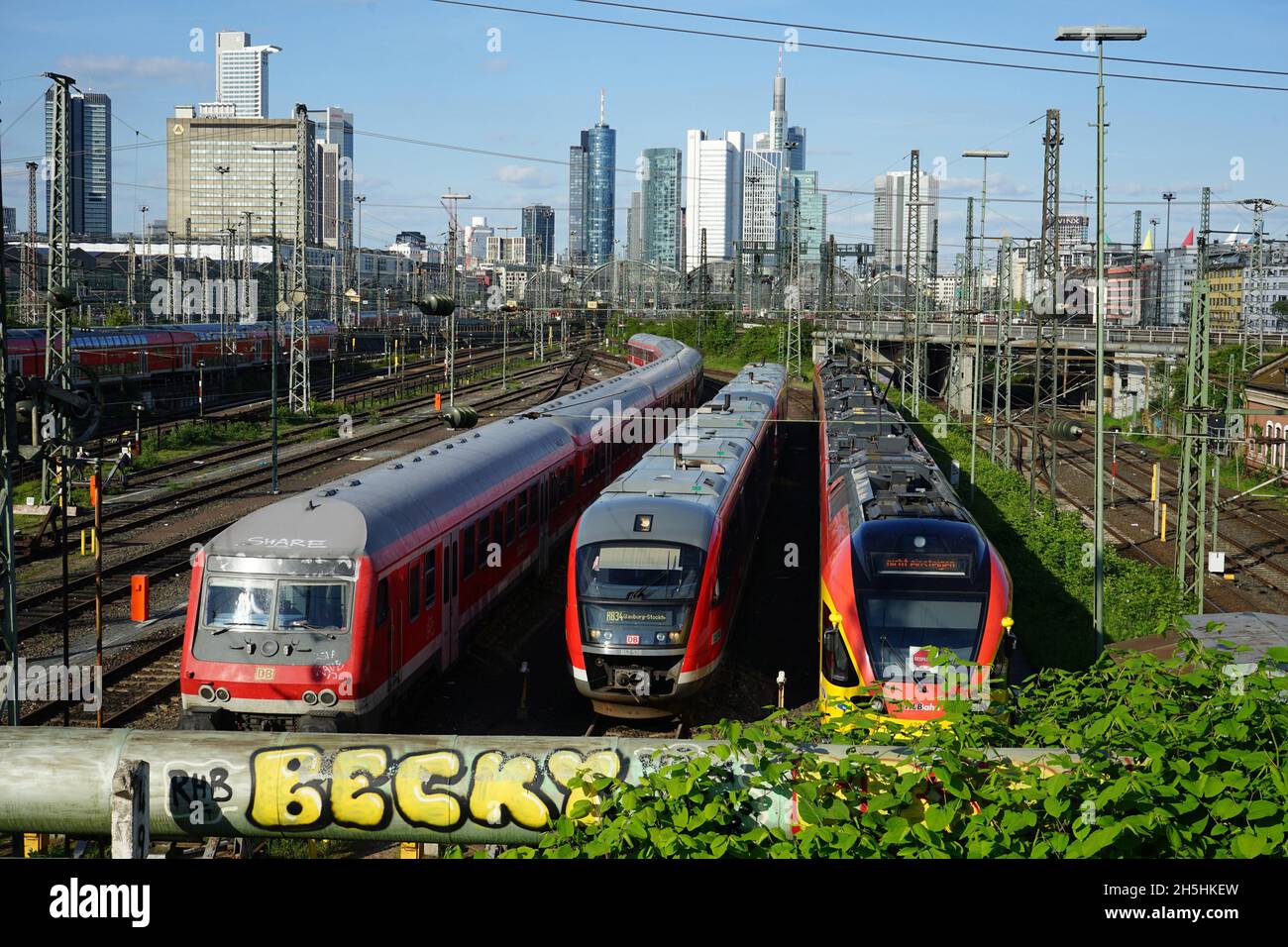 Track apron, main station, skyline, view from Camberger Bridge ...