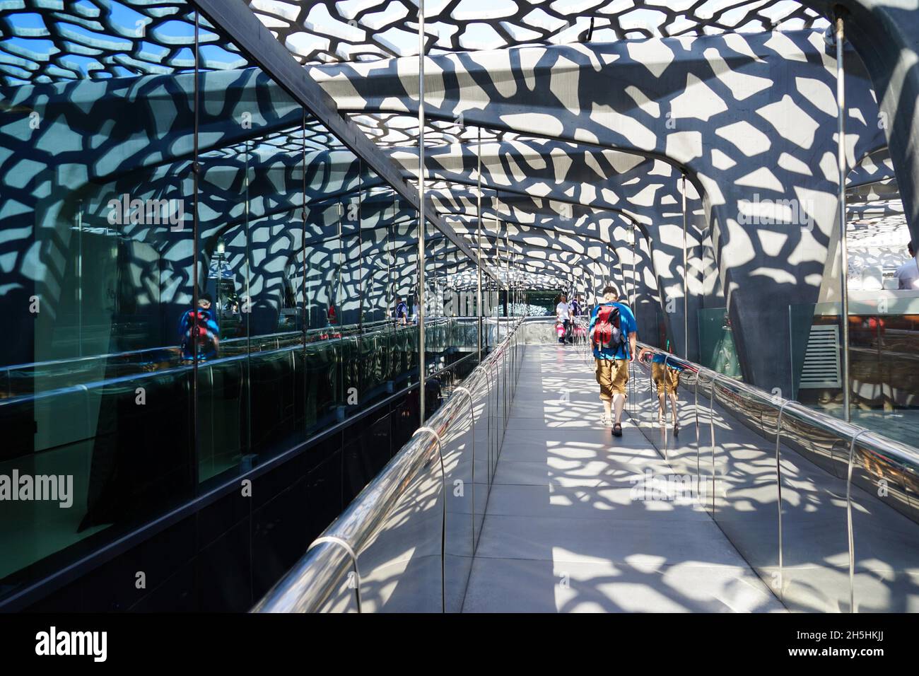Corridor in the MuCem, net-like concrete construction, muCEM, Museum of ...