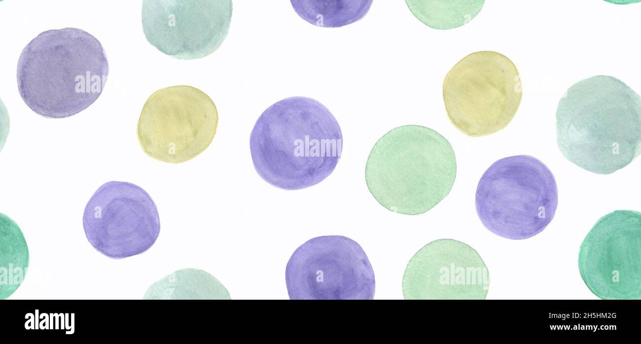 Seamless Polka Dots Background. Watercolor Circles Repeat. White Kid ...
