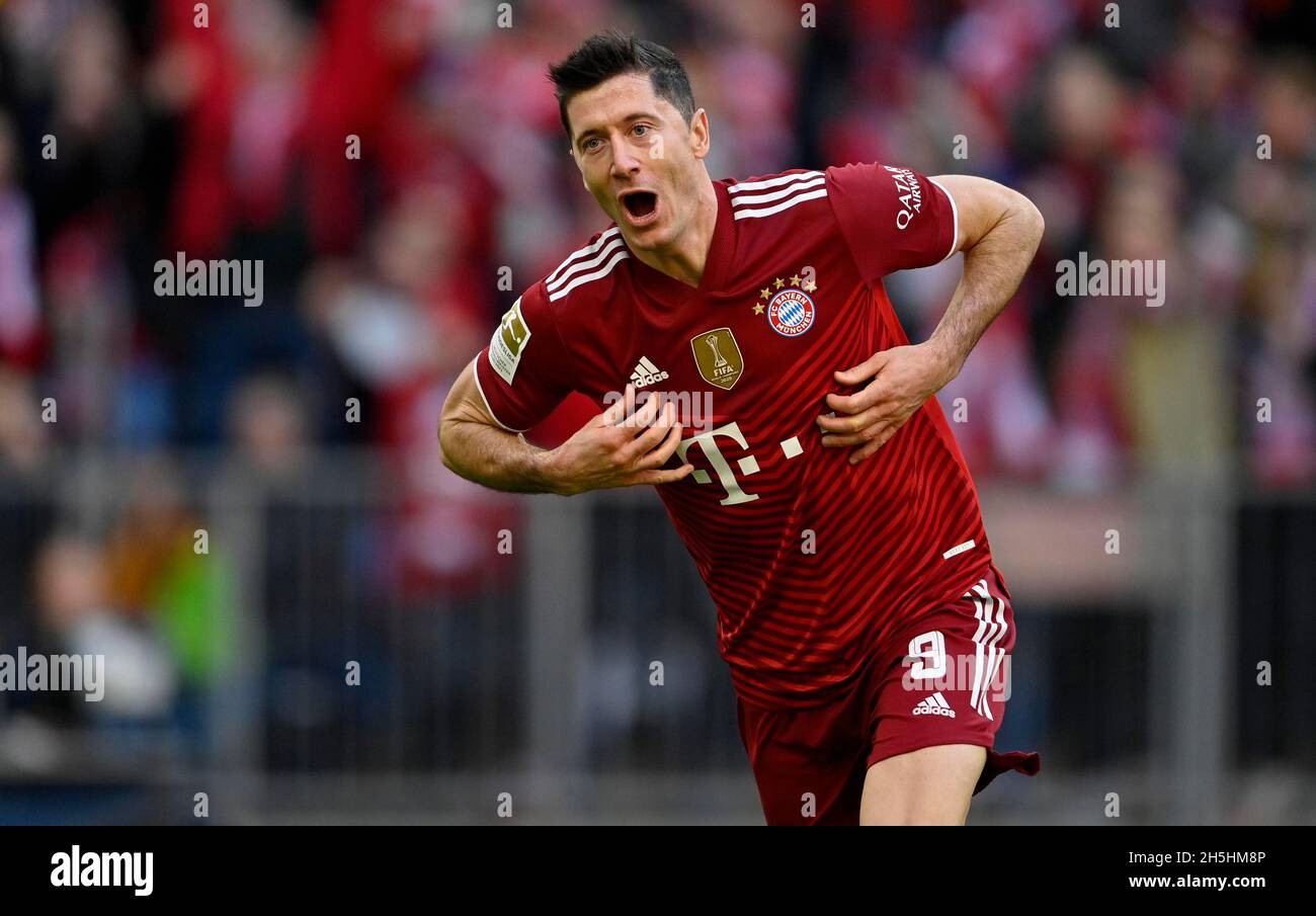 Goal celebration Robert Lewandowski FC Bayern Munich FCB, Allianz Arena ...