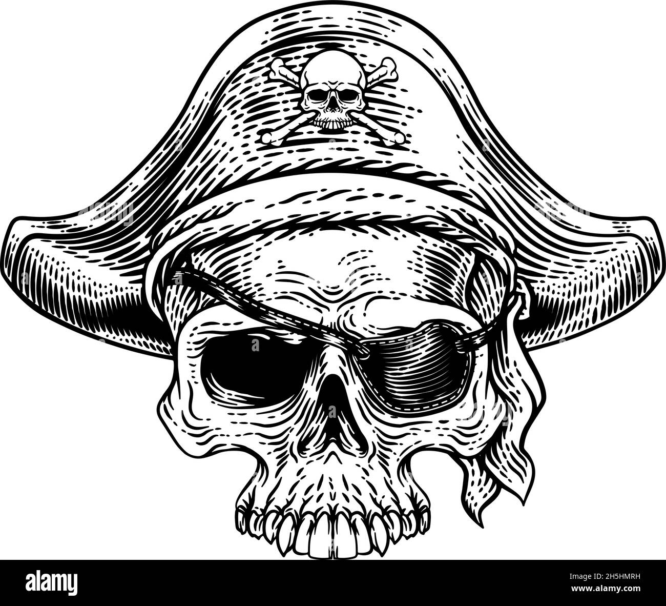 Pirate Skull Skeleton Grim Reaper Mascot Woodcut Stock Vector Image ...
