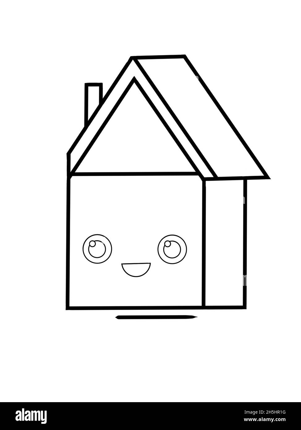 House line art for children coloring book in doodle illustration on a ...