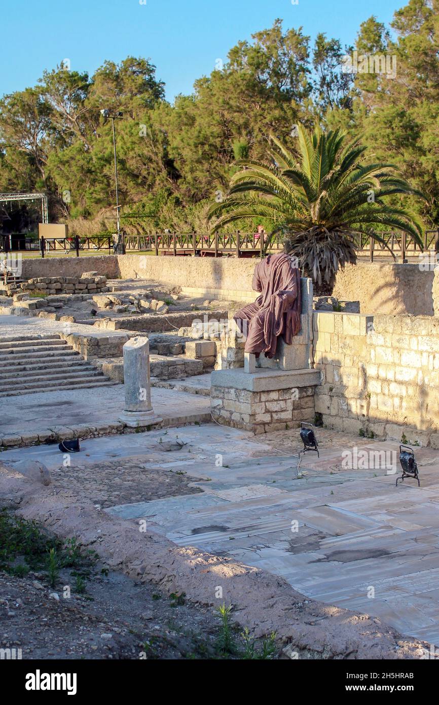 CAESAREA, ISRAEL - MAY 12, 2011: These are the remains of a huge ...