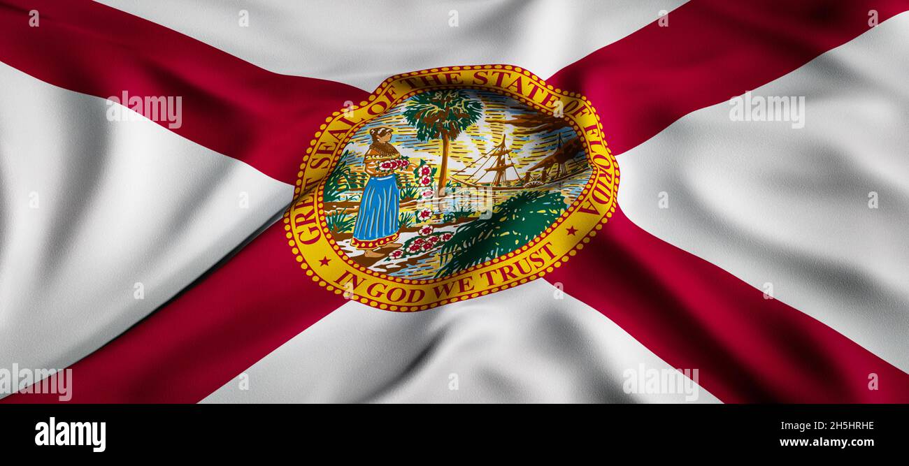 Waving flag concept. National flag of the US State of Florida. Waving ...