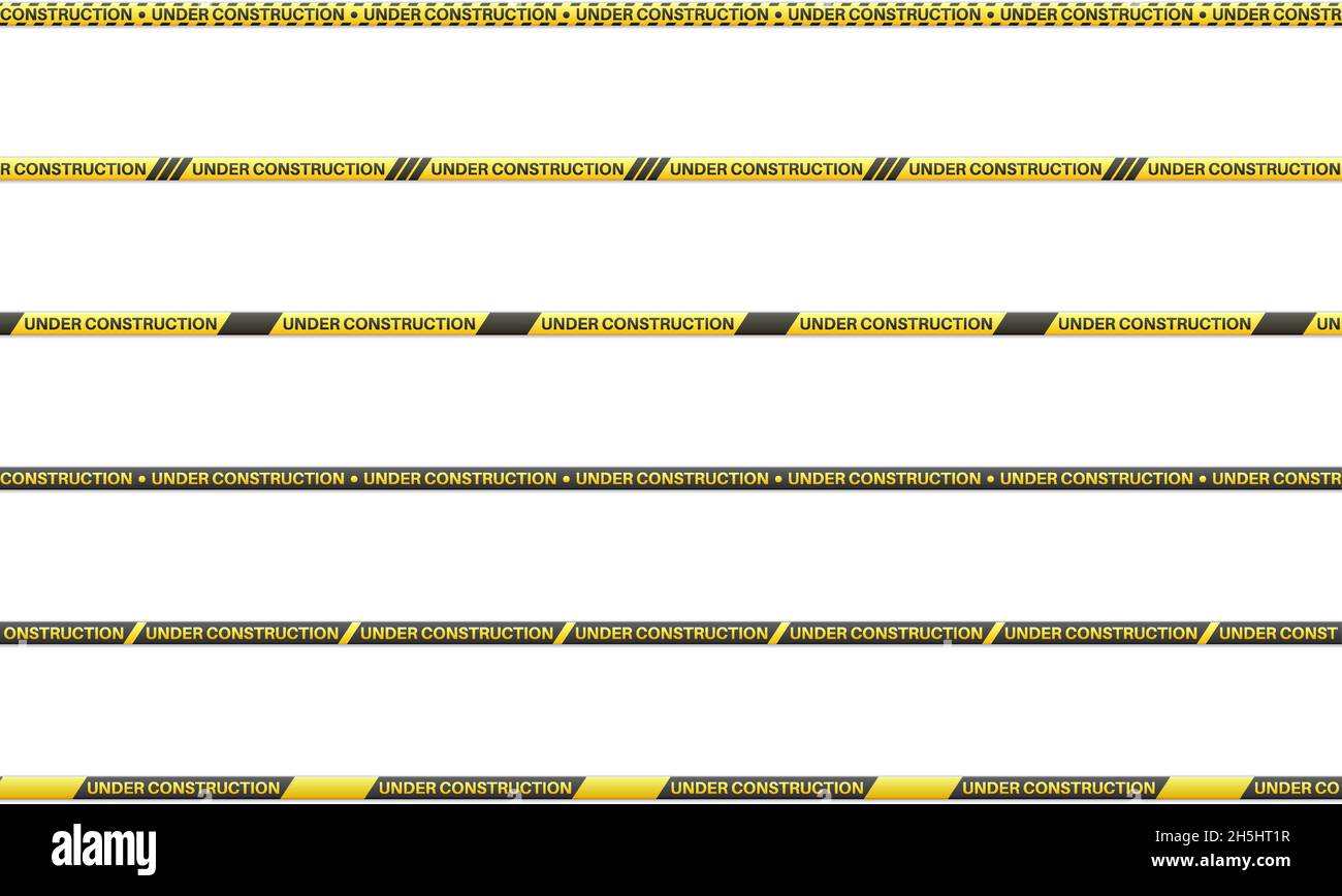 Under construction tape set on a white background. Vector illustration ...