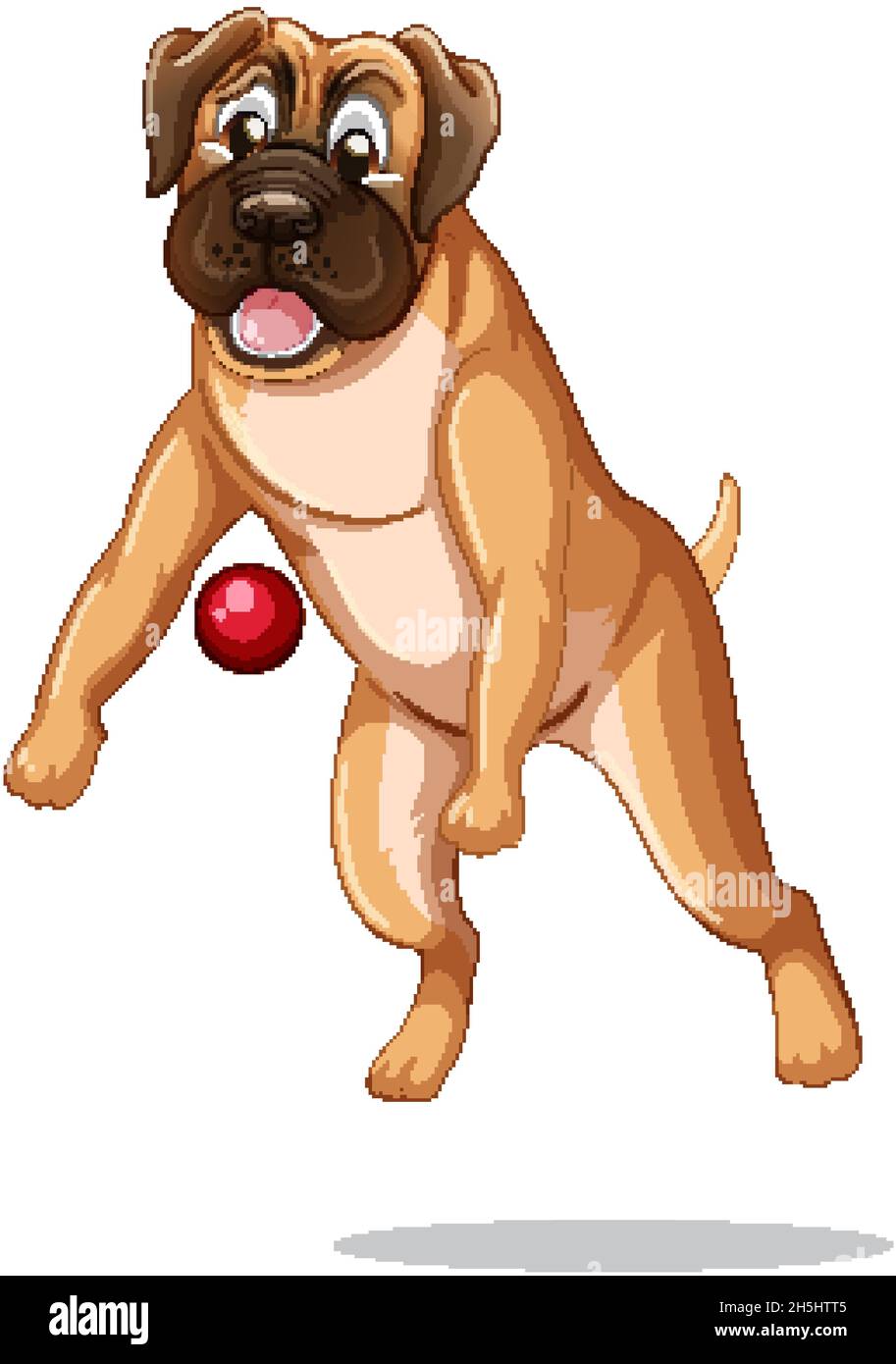 Boxer dog playing with ball on white background illustration Stock ...