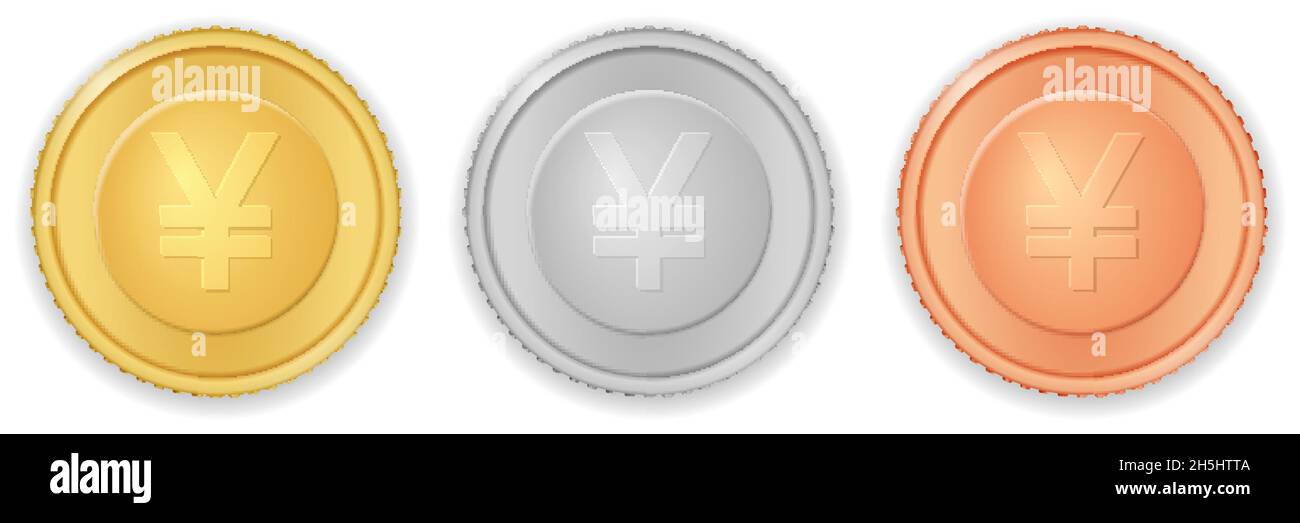 Coins with yen symbol on a white background Stock Vector Image & Art ...