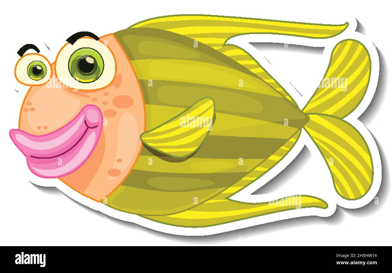 Cute fish sea animal cartoon sticker illustration Stock Vector Image ...