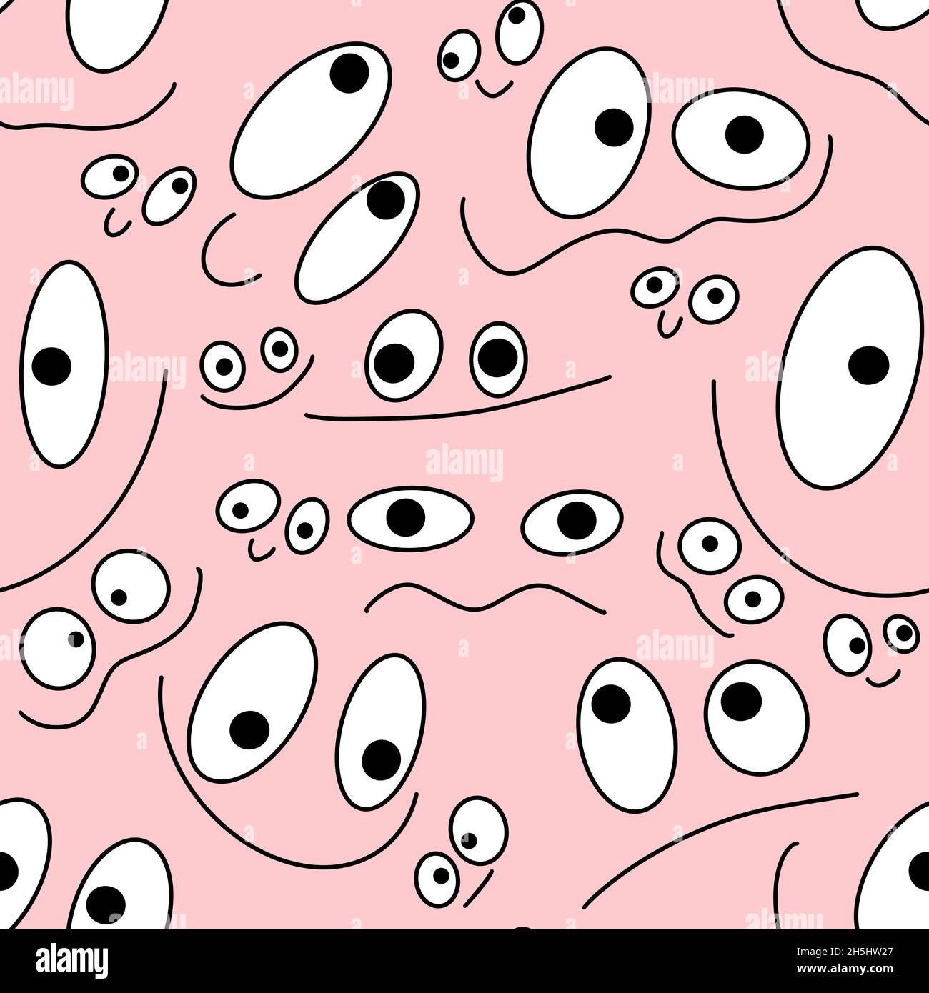 Seamless kids cartoon pattern with eyes on pink background Stock Photo ...