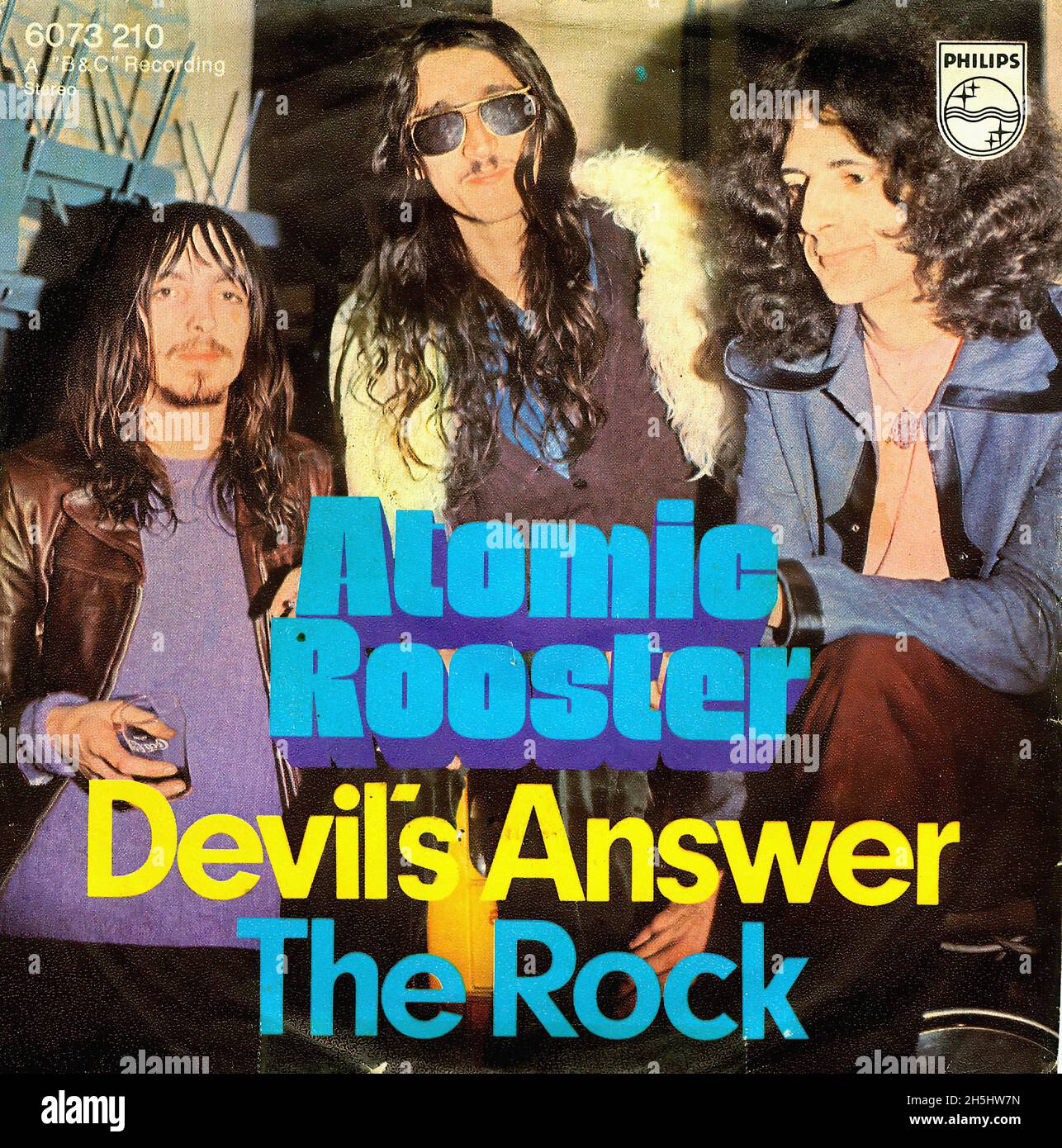 Vintage single record cover - Atomic Rooster - Devil's Answer - D - 1971 Stock Photo - Alamy