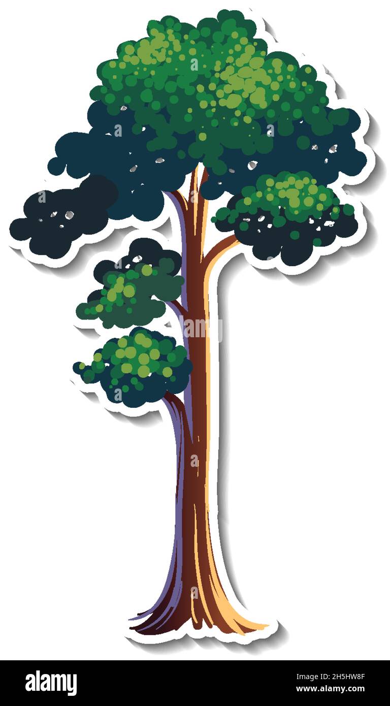 Tree sticker isolated on white background illustration Stock Vector ...